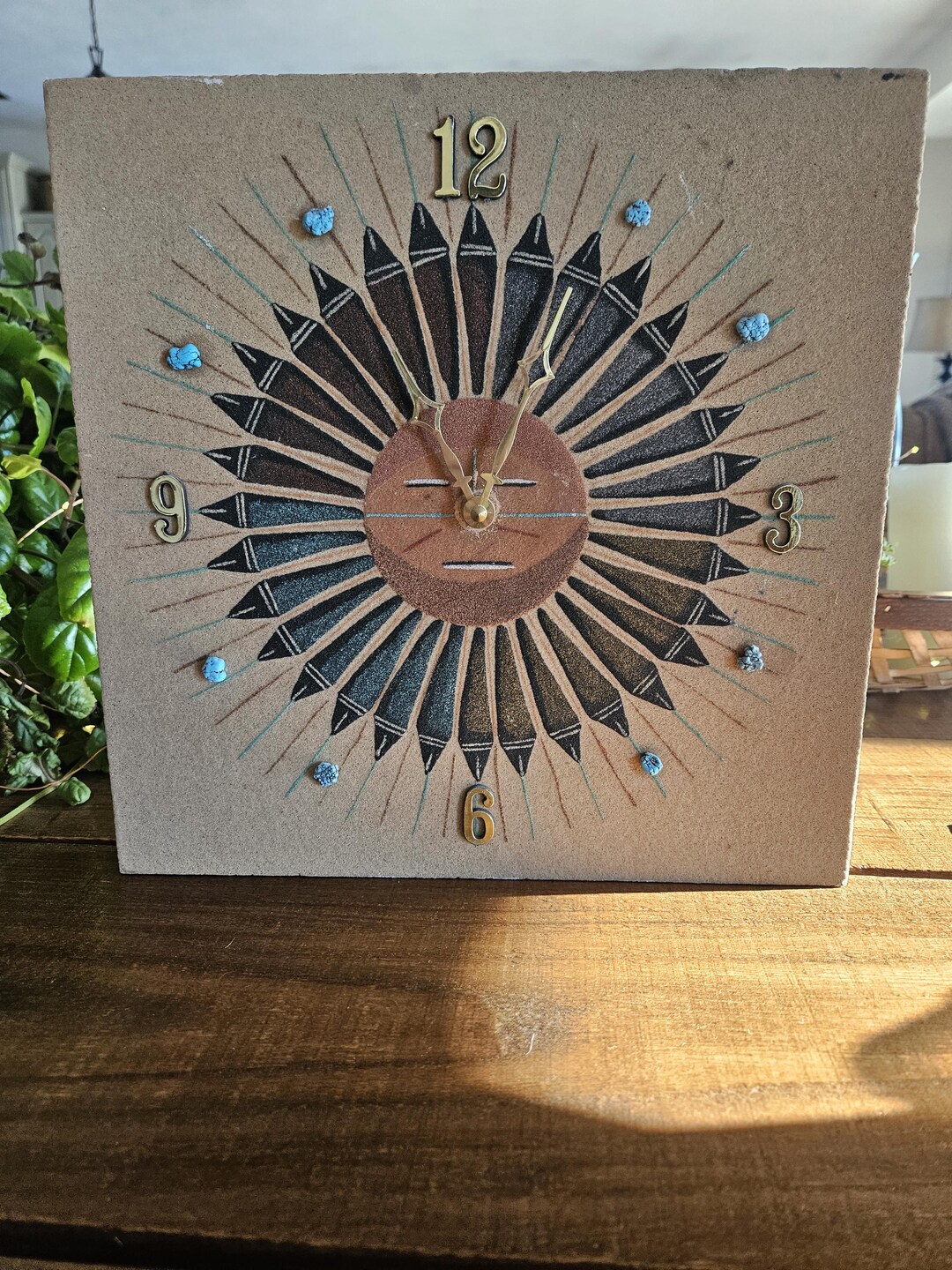 Southwestern Wall Clock Sand Painting Wood Frame - Etsy