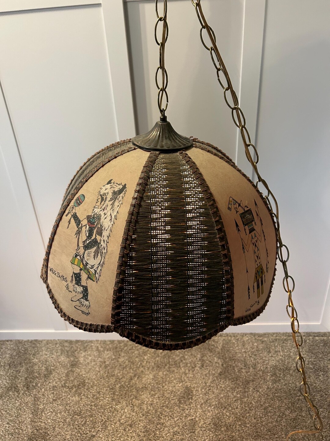 Vintage Native American Swag Lamp - Etsy