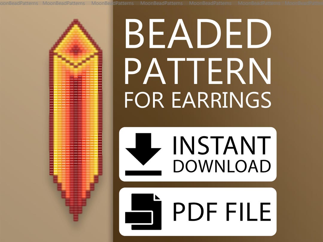 PDF Pattern Beaded Earrings. Fire Pattern for Earrings. Brick Stitch ...