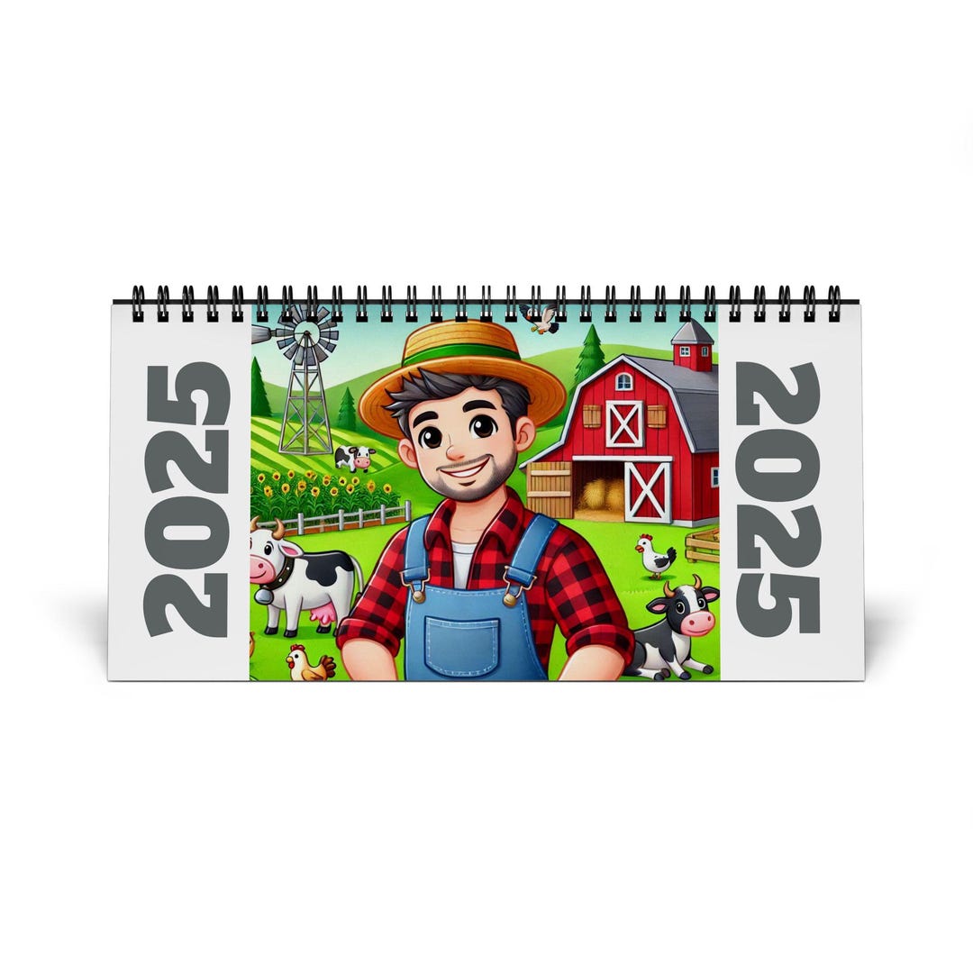Desk Calendar, Funny Farm Animals Design, 2025 Calendar Grid, Office ...