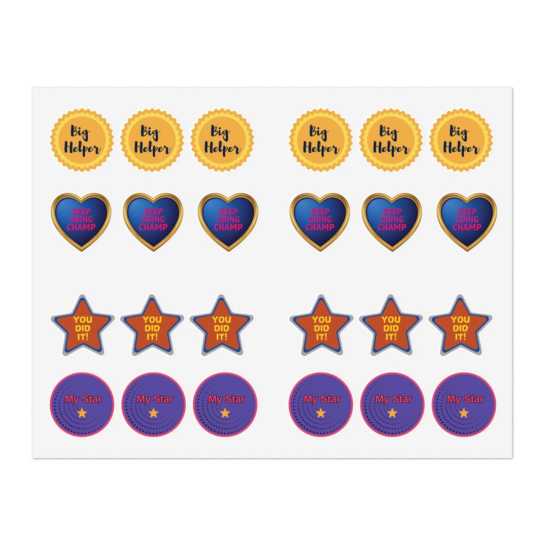 Champion Stickers Sheets for Kids - Motivational Reward Stickers ...