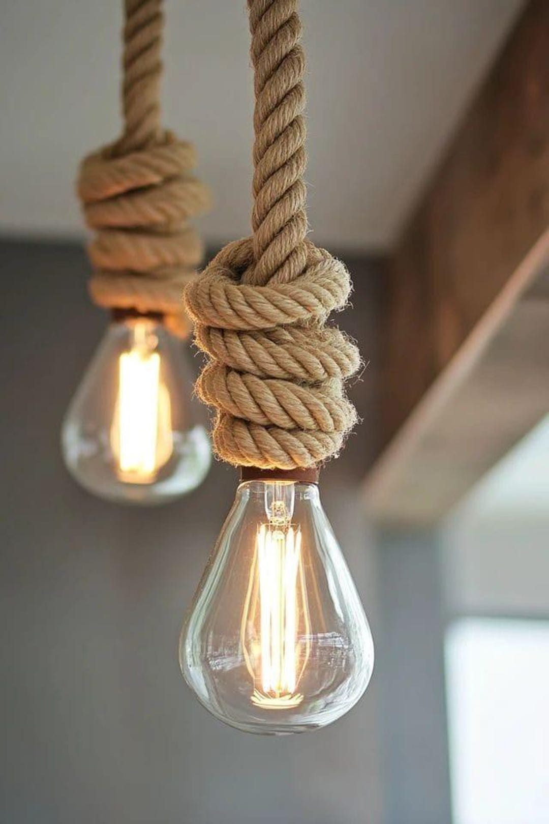 Hemp Rope Pendant Lighting: Customizable Boho Ceiling Lamp - Etsy