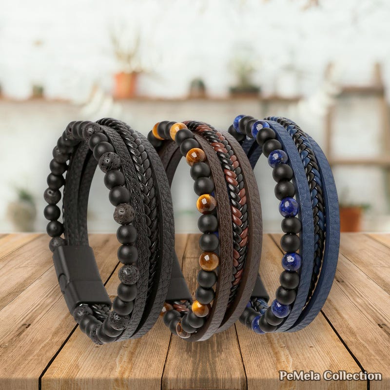 Mens Leather Bracelet - Etsy