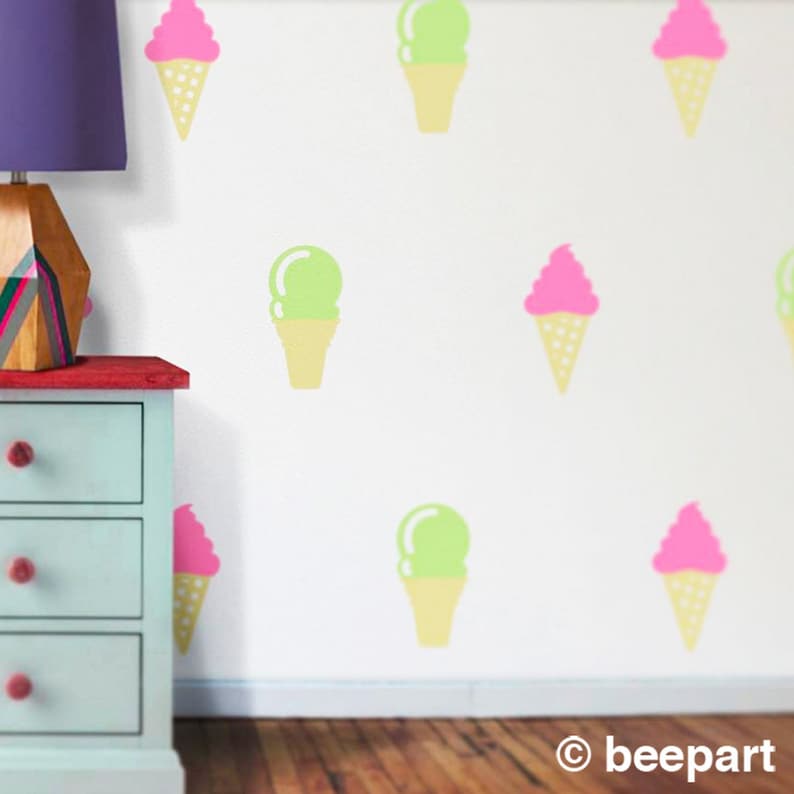 Ice Cream Cone Wall Decal Set Ice Cream Stickers Ice Cream - Etsy Canada