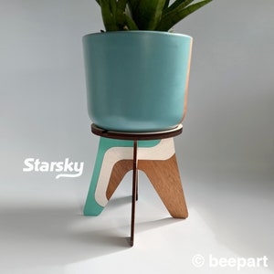 70s Style Wood Plant Stand: Retro Indoor Decor STARSKY - Etsy