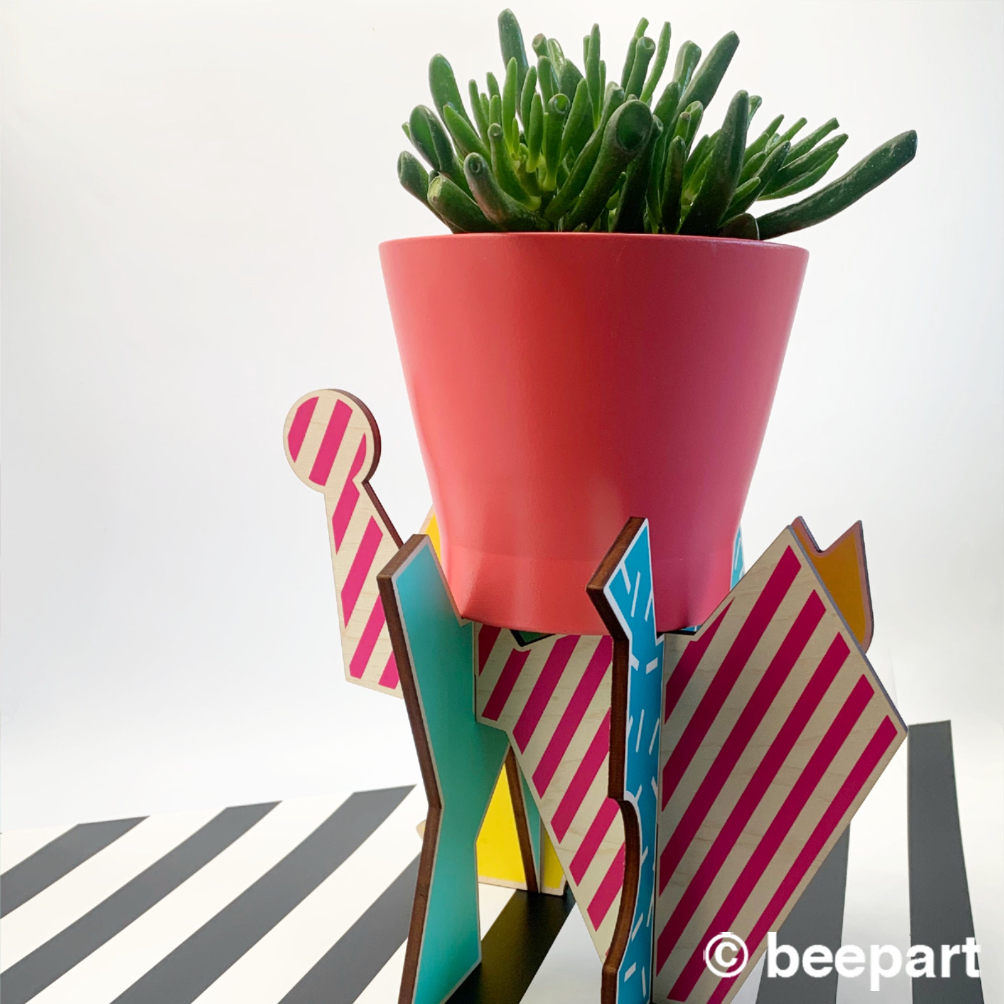 80s style indoor plant stand Memphis group style plant holder retro 80s ...