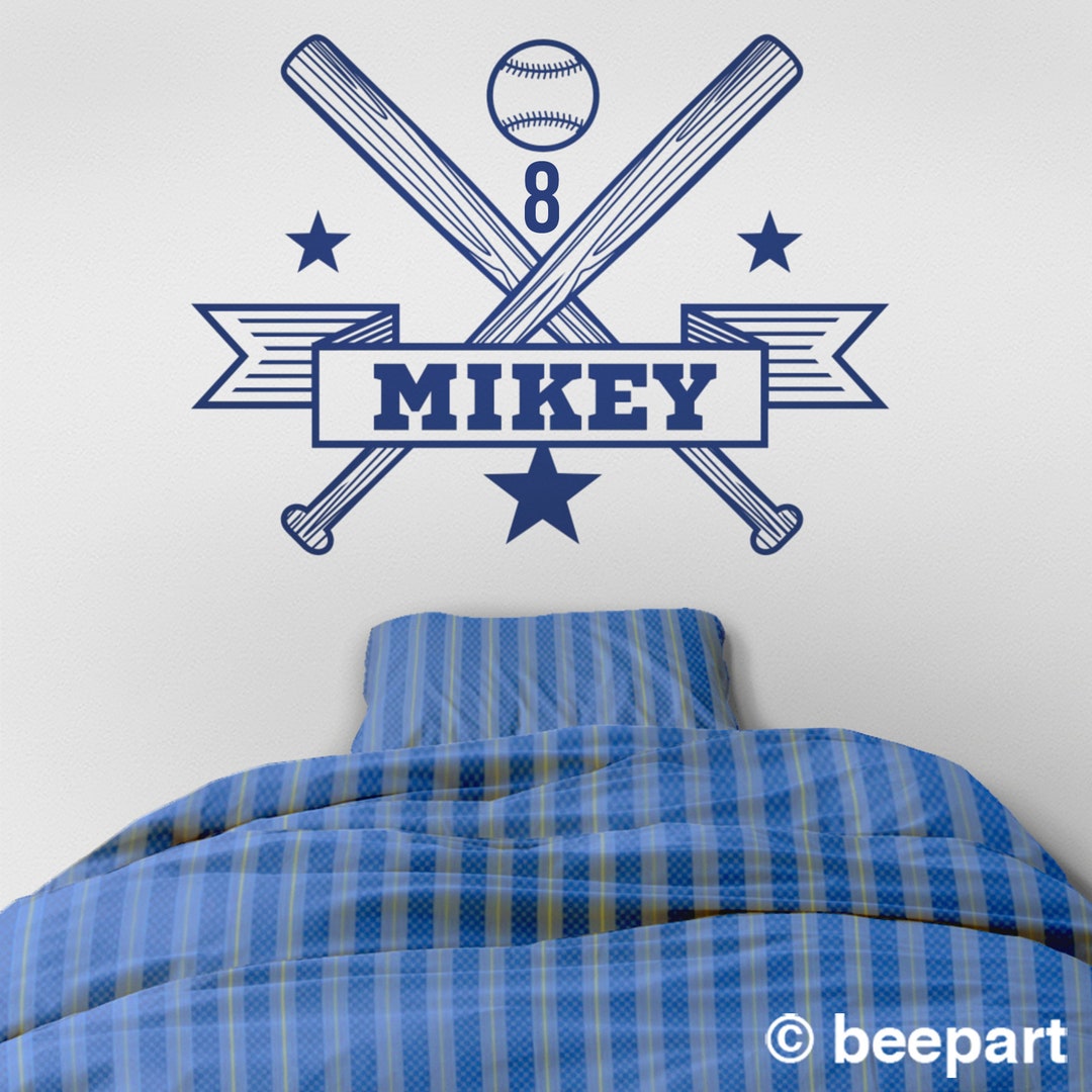 Baseball Wall Decal, Personalized Baseball Sticker, Custom Name Sports ...