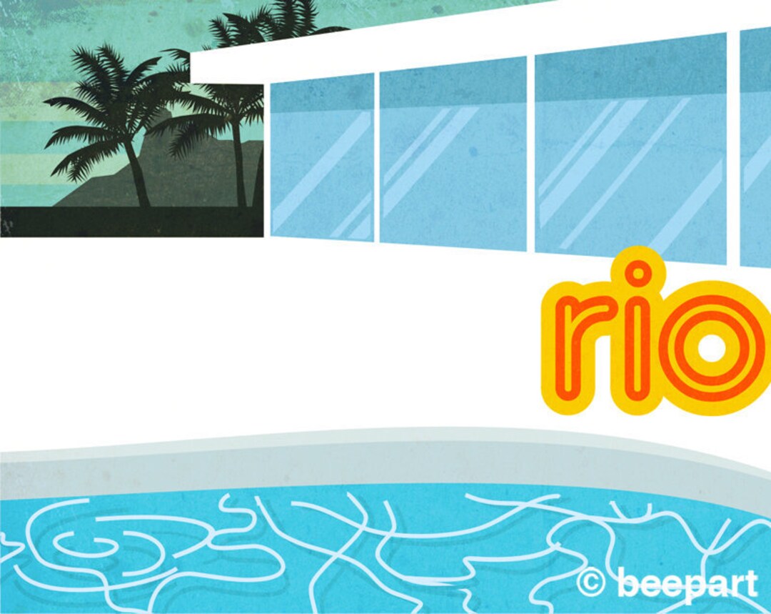 Rio De Janeiro Clip Art: Minimalist Architecture and Pool Illustration ...
