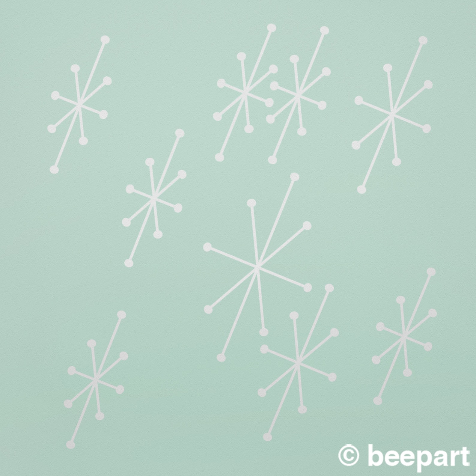 Atomic Starbursts Wall Decals, Mid Century Modern Stars, Vintage Style ...