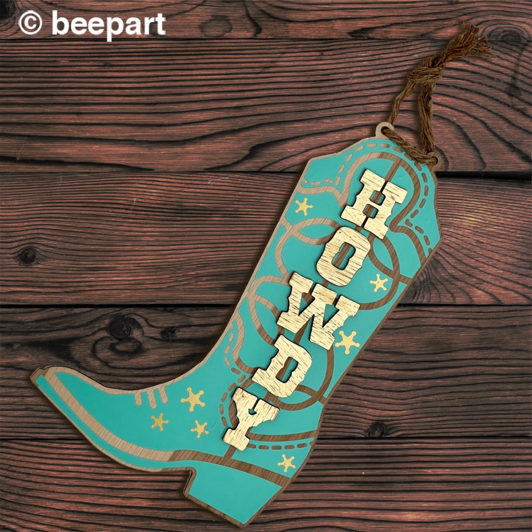 Cowboy Boot Door Hanger, Howdy Boot Wall Hanging Country Style Door ...
