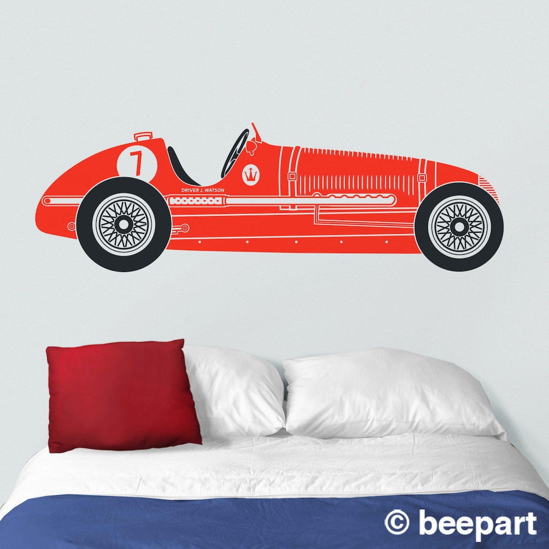 Red Race Car Wall Decal Red Maserati Art Vintage Race Car - Etsy