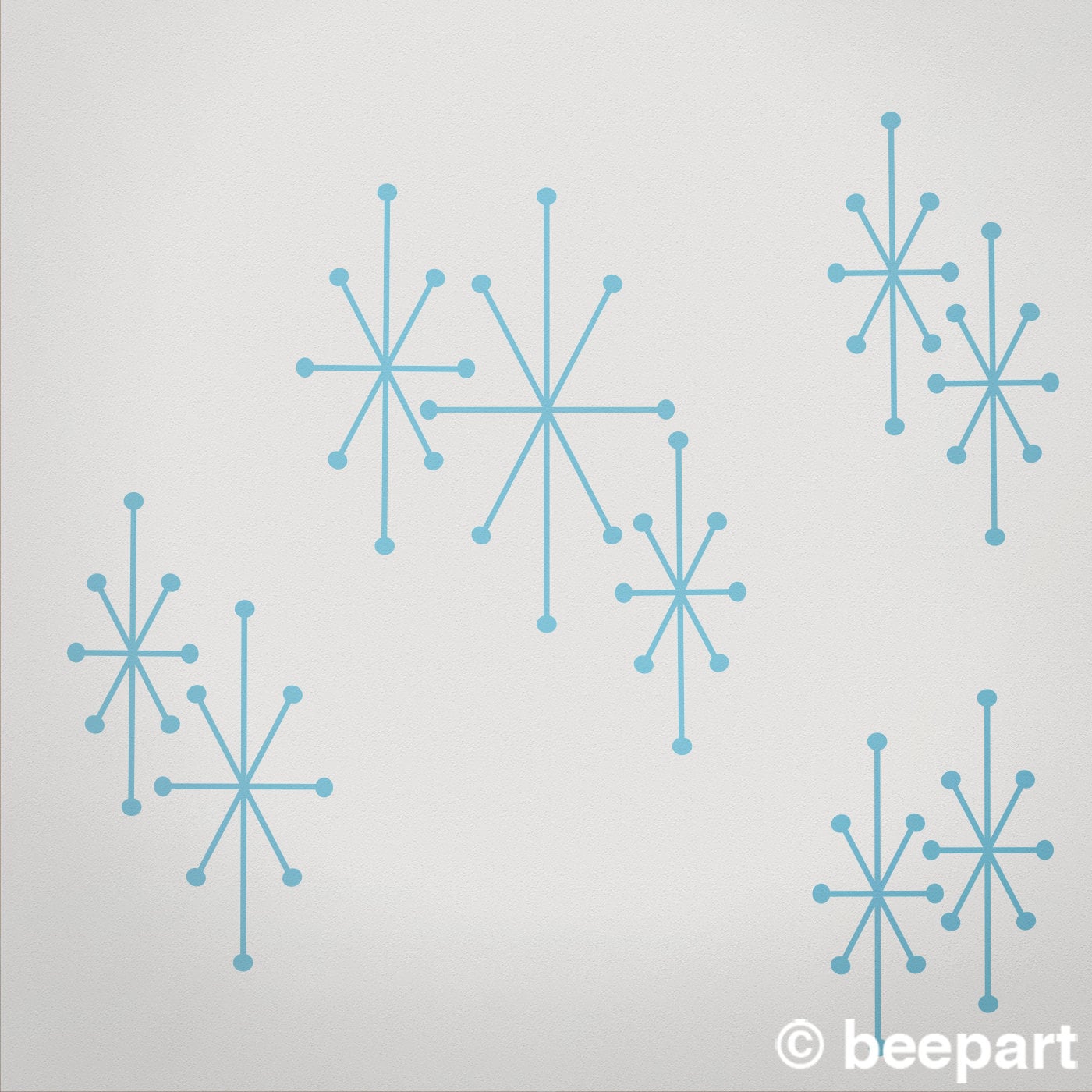 atomic starbursts wall decals, mid century modern stars, mcm atomic ...