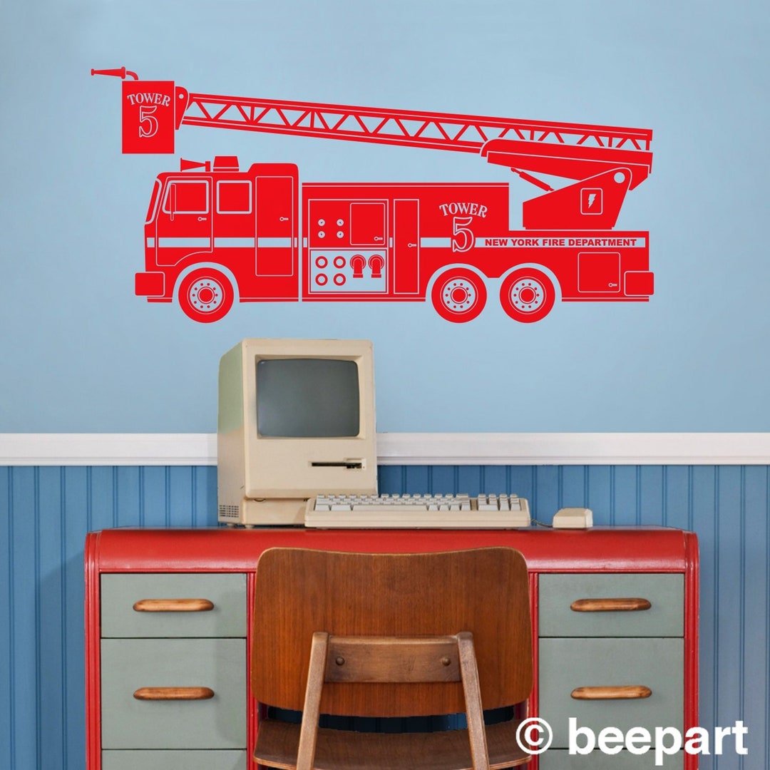 Custom Fire Truck Wall Decal for Bedroom Fire Truck Sticker for Kid's ...
