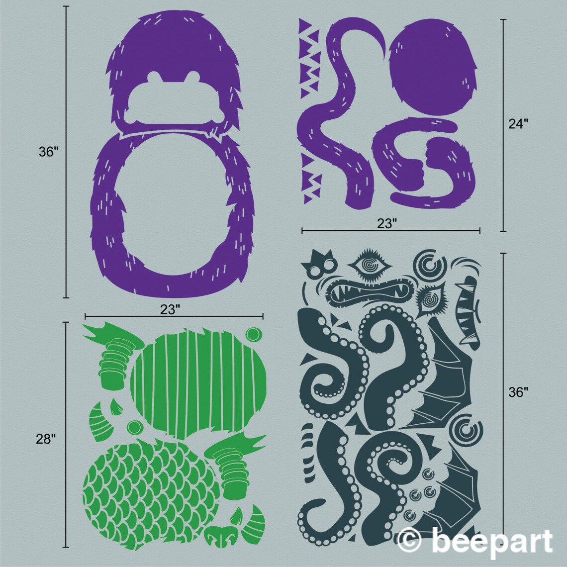 Monster Wall Decal DIY Monster Decal Kit Make Your Own | Etsy