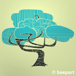 Mid Century Modern Tree Wall Decal, Vintage Style Decor, Bonsai Tree ...