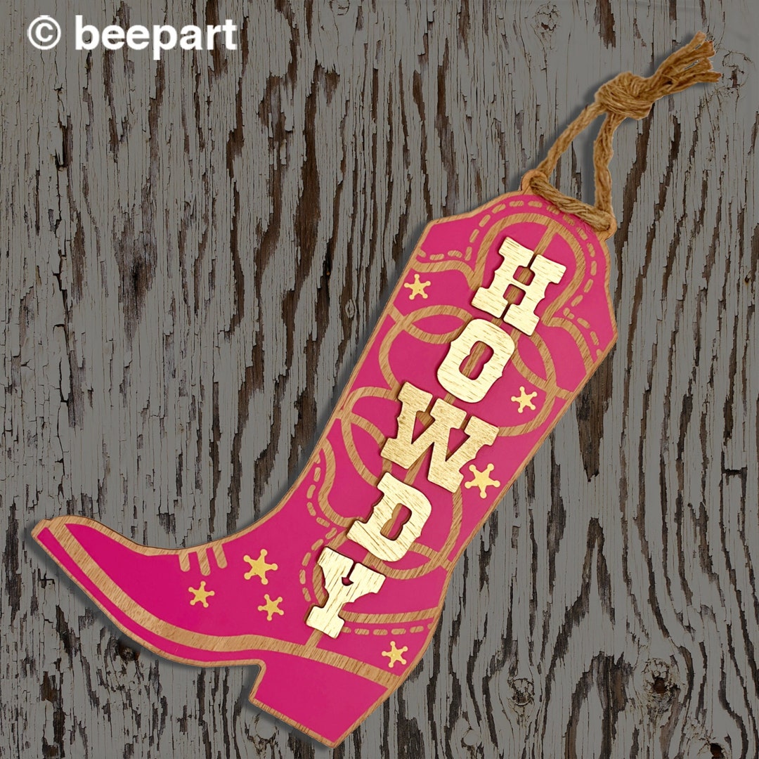 Hot Pink Cowboy Boot Door Hanger: Howdy Wood Wall Hanging - Etsy