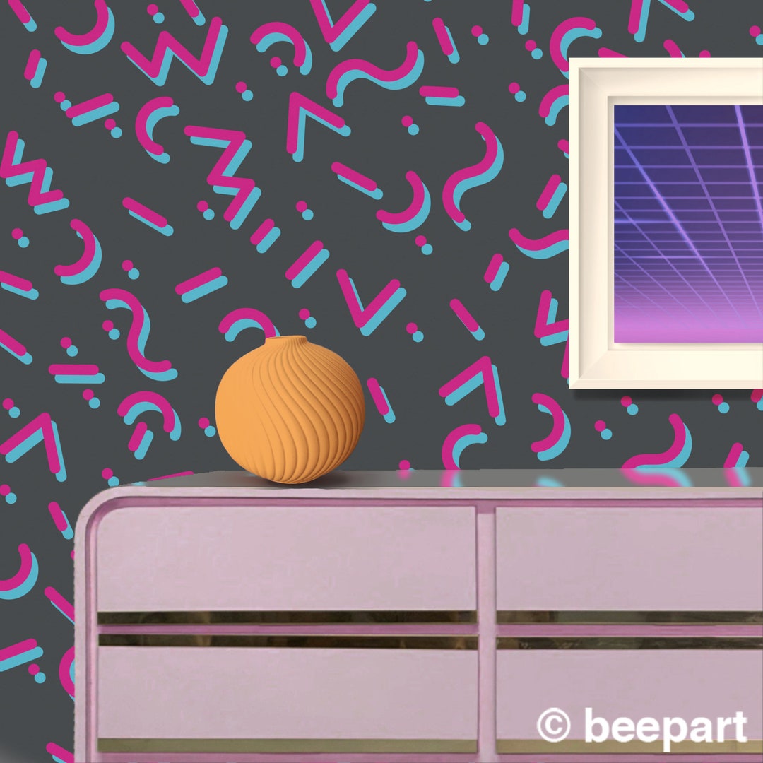 80s Style Abstract Wall Decals 80s Abstract Pattern Wall Stickers ...