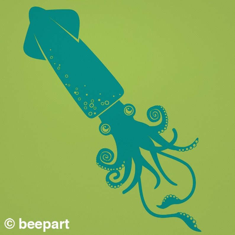 Squid Wall Decal- Animal Art, Animal Wall Decal, Sea Creatures, Kids ...