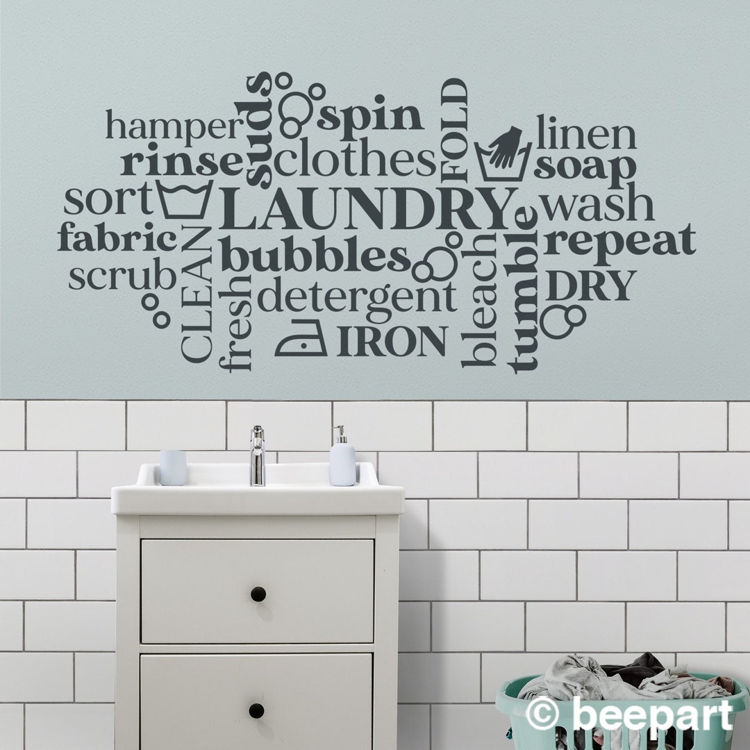 Laundry Wall Decal, Laundry Word Cloud, Laundry Room Sticker ...