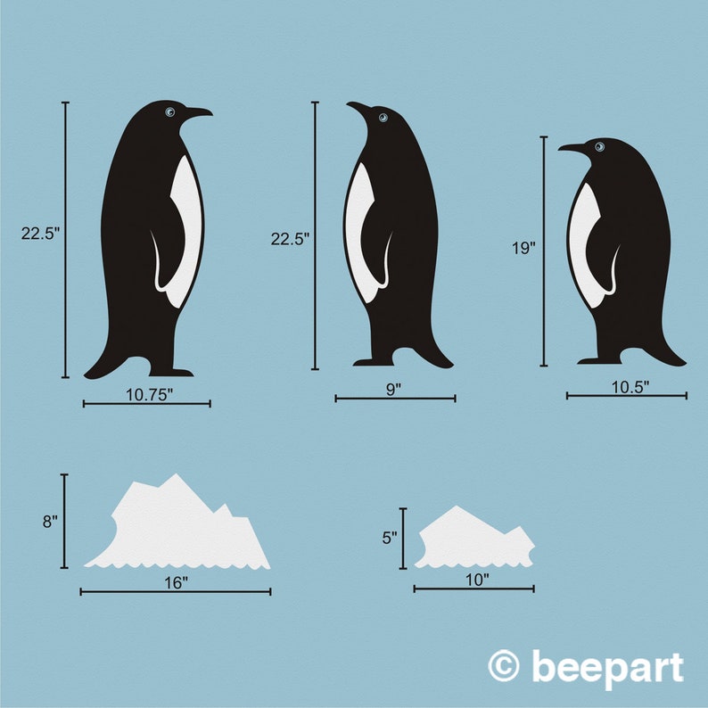 Penguin wall decal penguin family animal art cute penguin | Etsy