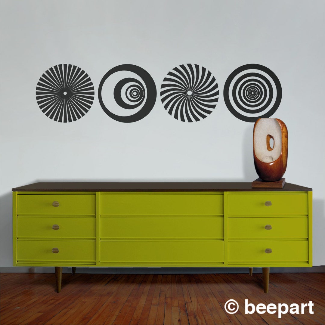 Op Art Wall Decal Set, Optical Art Sticker, Geometric Wall Decal ...