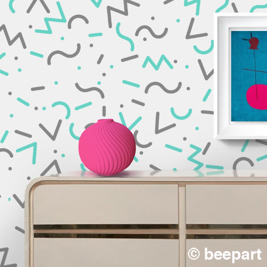 80s Wall Decals- Squiggles and Dots, Two Color Set, Abstract Pattern ...