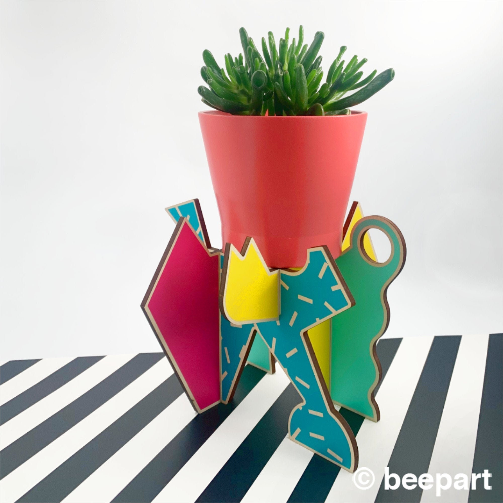 80s style indoor plant stand Memphis group style plant holder retro 80s ...