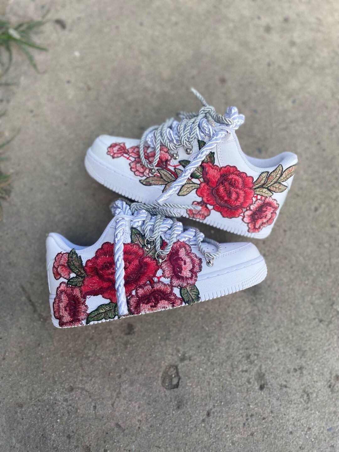 Nike AF1 Red Roses Silver - Etsy