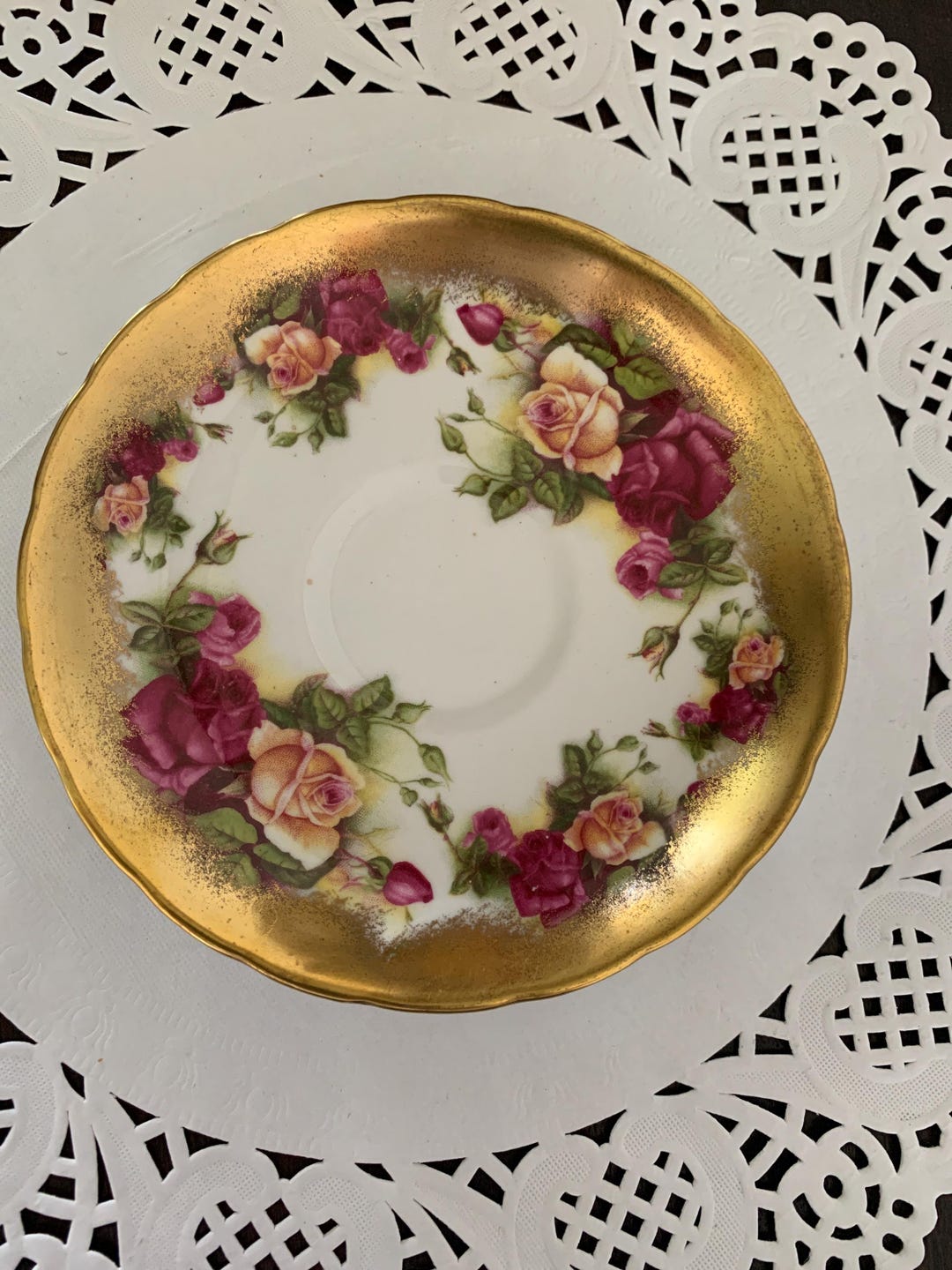 Royal Chelsea Golden Rose English Bone China Saucer. - Etsy