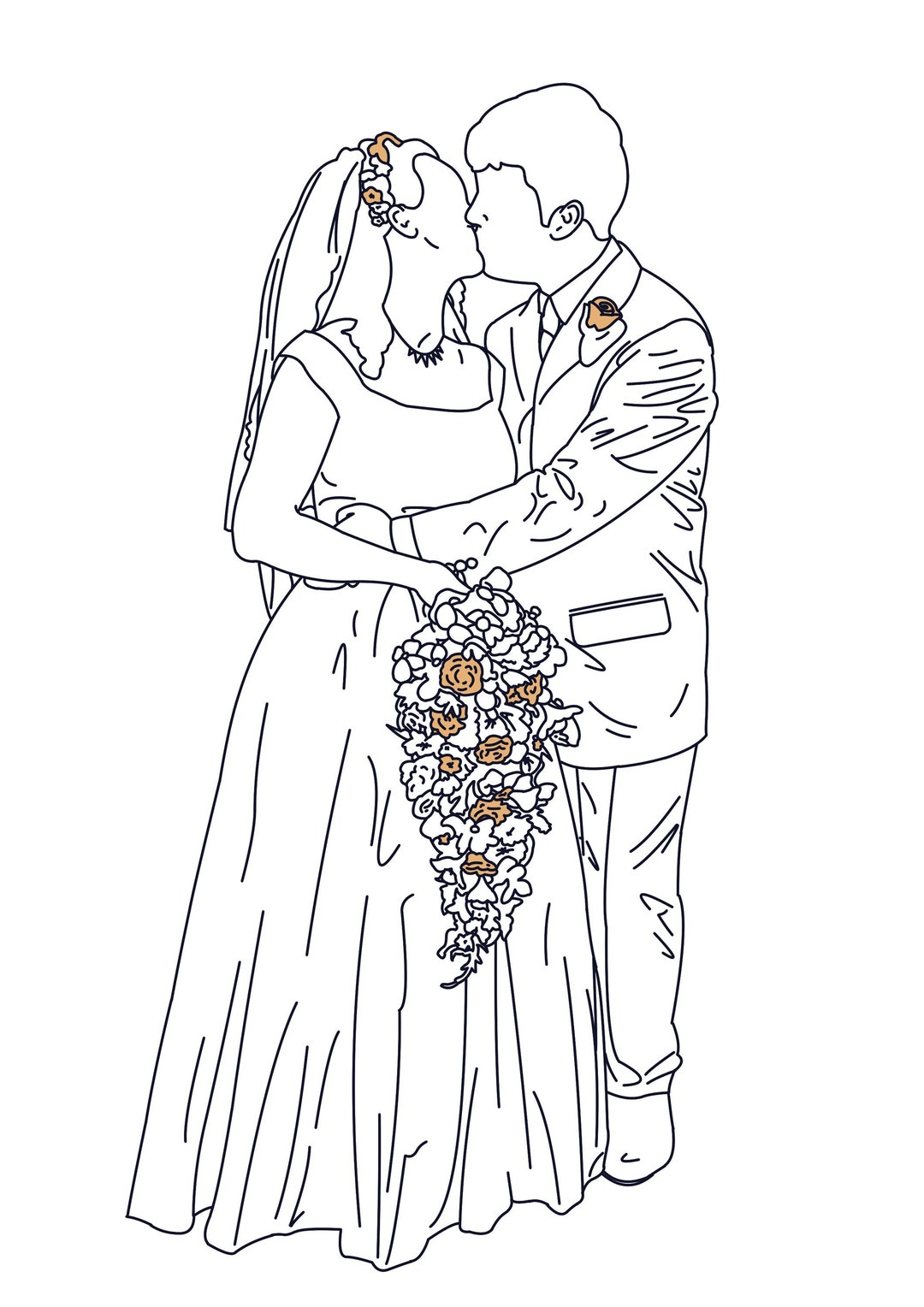 Custom Wedding Formal Line Art Portrait PDF - Etsy