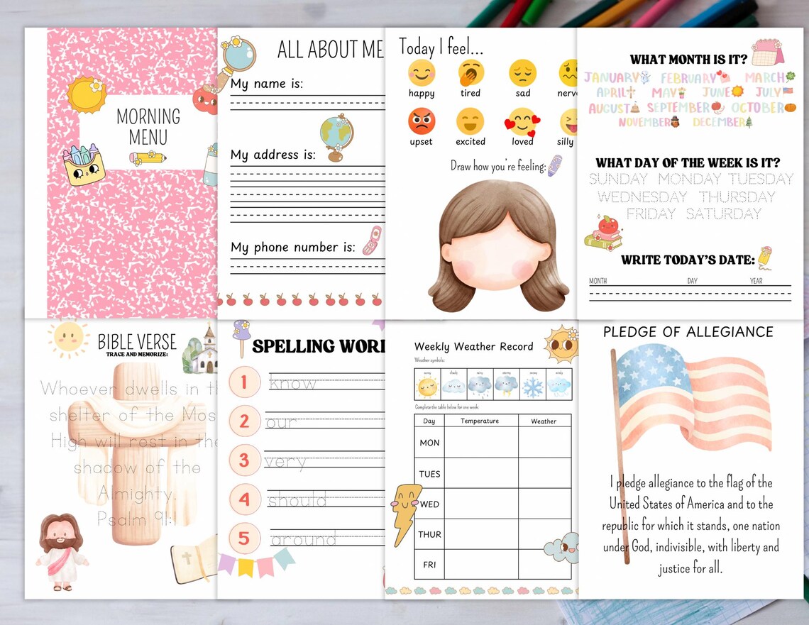 First Grade Homeschool Morning Menu, Homeschool Morning Binder, Morning ...