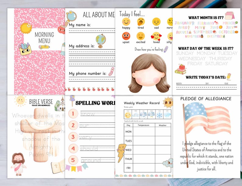 First Grade Homeschool Morning Menu, Homeschool Morning Binder, Morning ...