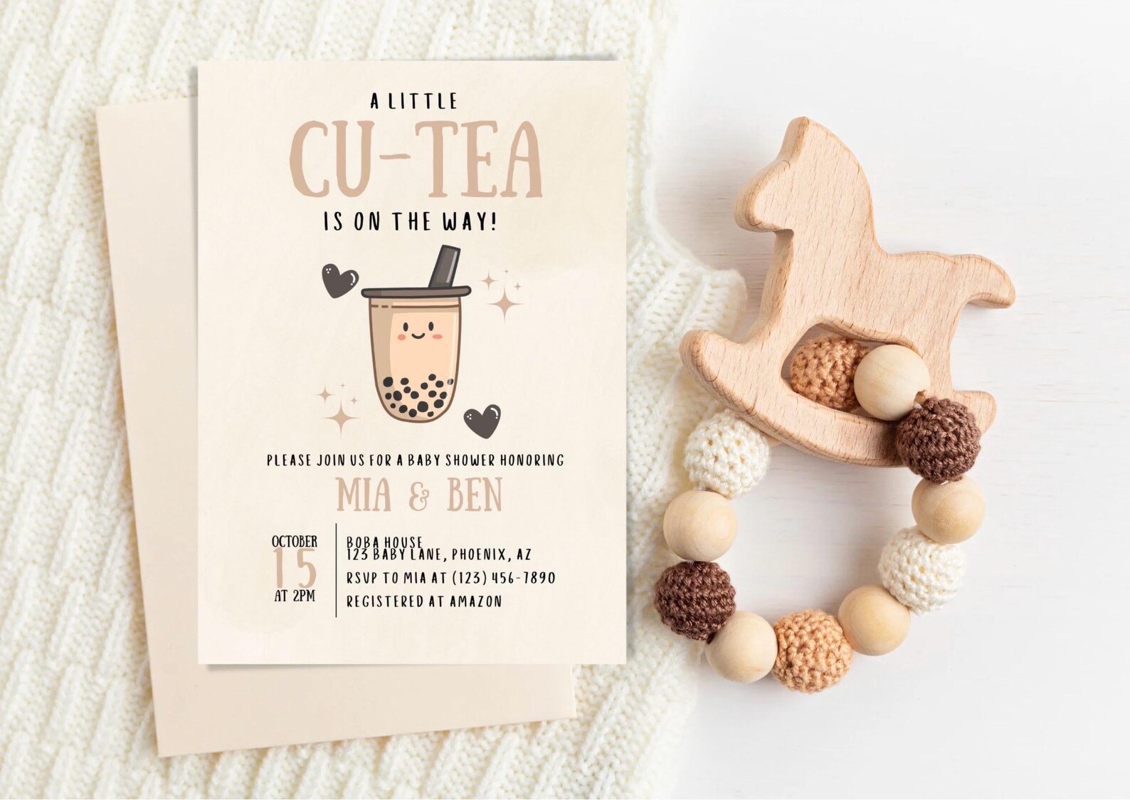 Editable Bubble Milk Tea Boba Tea Baby Shower Invite, Little Cu-tea ...
