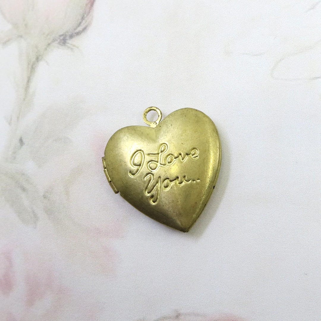 Vintage Brass Locket, Vintage Heart Locket, I Love You Locket, Raw ...