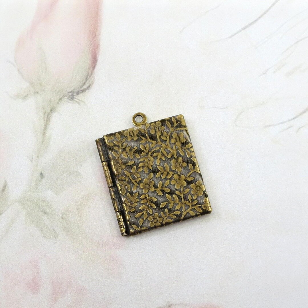 Book Locket, Brass Flower Locket, Forget Me Not Locket, 1 Piece - Etsy