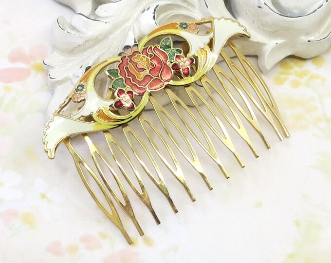 Vintage Cloisonne Hair Comb, Vintage Enamel Hair Comb,butterfly, Hair ...