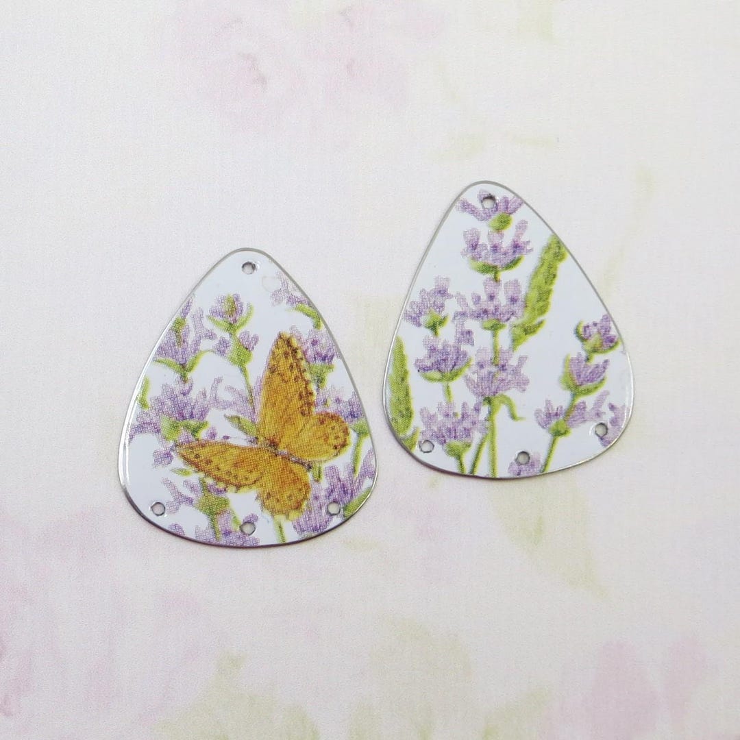 Vintage Recycled Tin Charms, Upcycled Tin, Purple Flower Charms ...