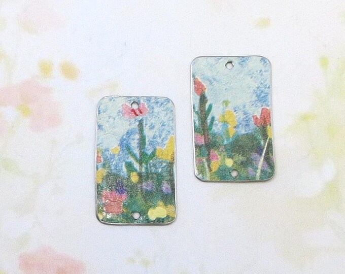 Vintage Recycled Tin Charms, Upcycled Tin, Flower Charms, 2 Pieces - Etsy