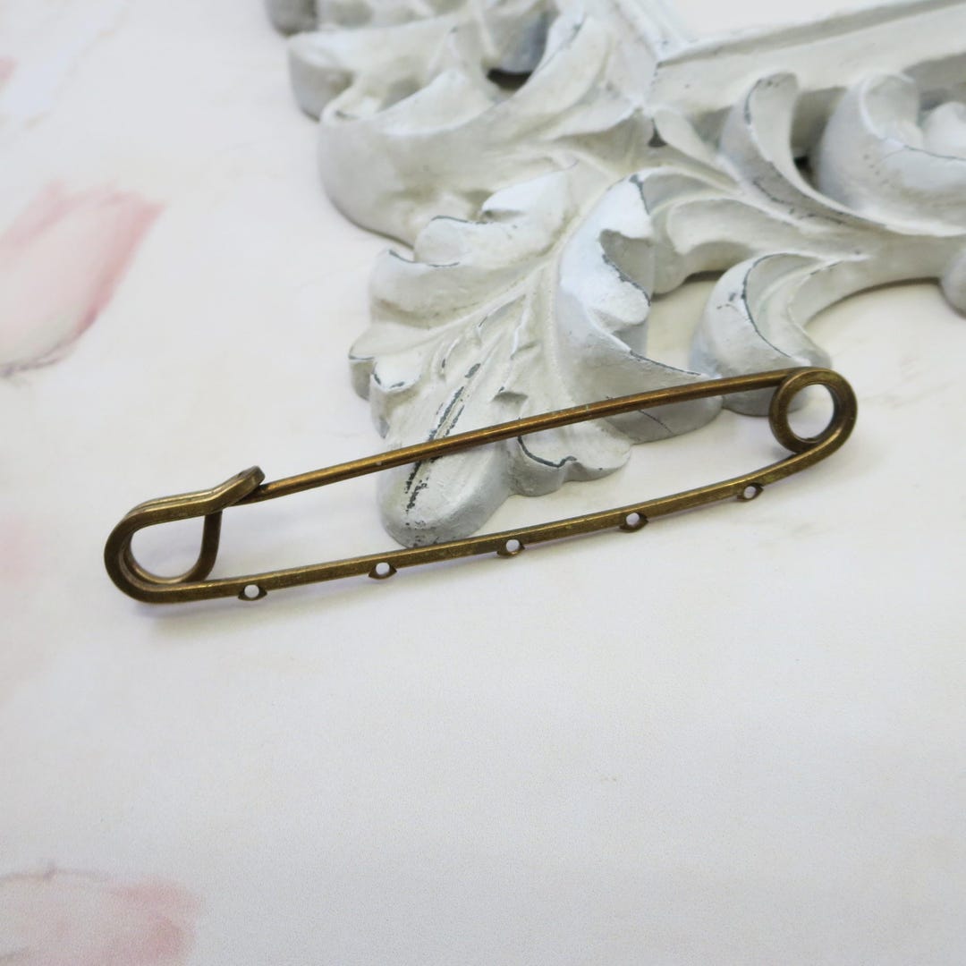 Vintage Brass Safety Pin Brooch, Pin for Charms, 1 Piece - Etsy