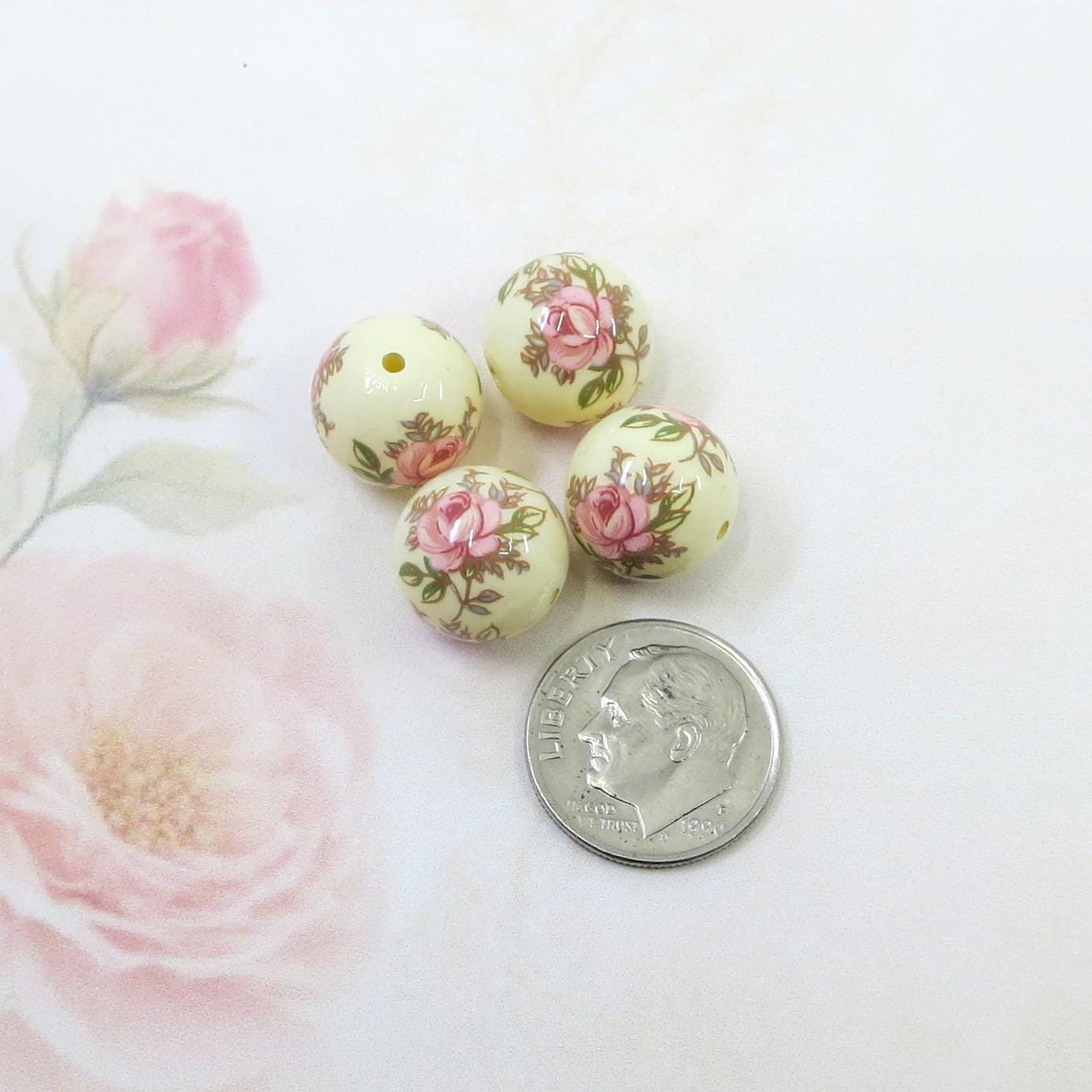 Vintage Japanese Flower Beads, Pink Rose Beads, 12mm, 2 Pieces - Etsy