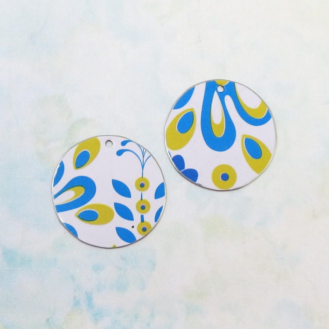 Vintage Recycled Tin Charms, Upcycled Tin, Mod Flower Charms, 2 Pieces ...