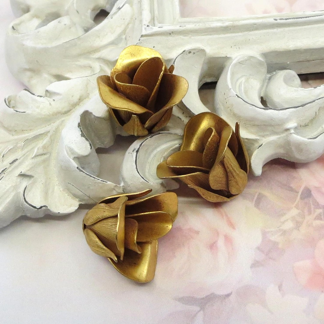 Old World Gold Plate Brass Roses, Layered Riveted Brass Roses, High ...