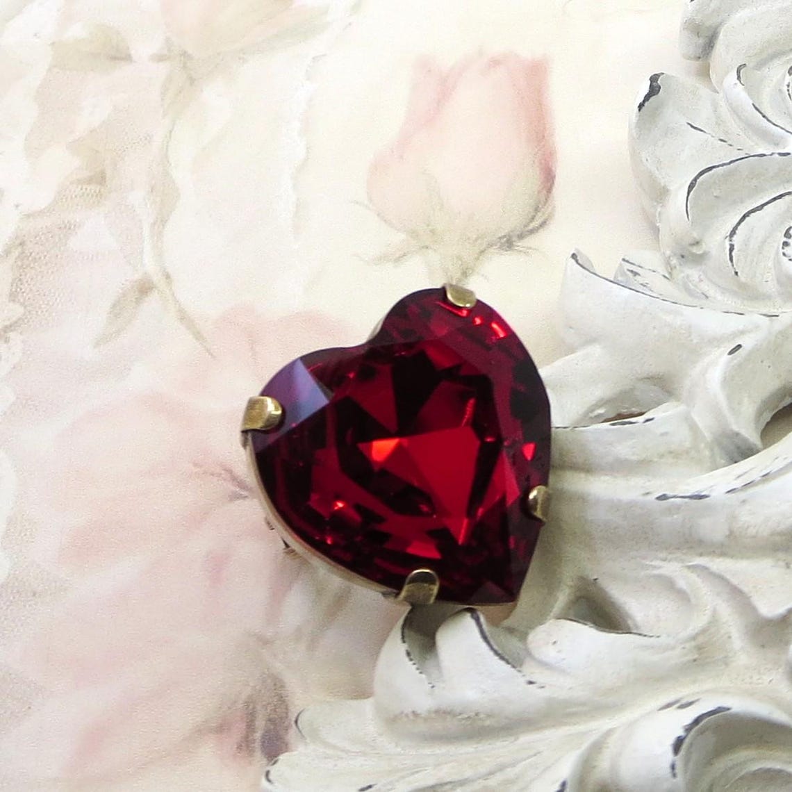 Large Vintage Swarovski Crystal Heart Ring, Ruby Red, 28mm, 1 Piece - Etsy
