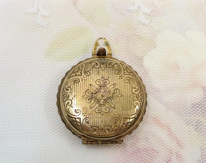 Vintage 4 Way Locket, Round Brass Locket, Naturally Aged Patina ...