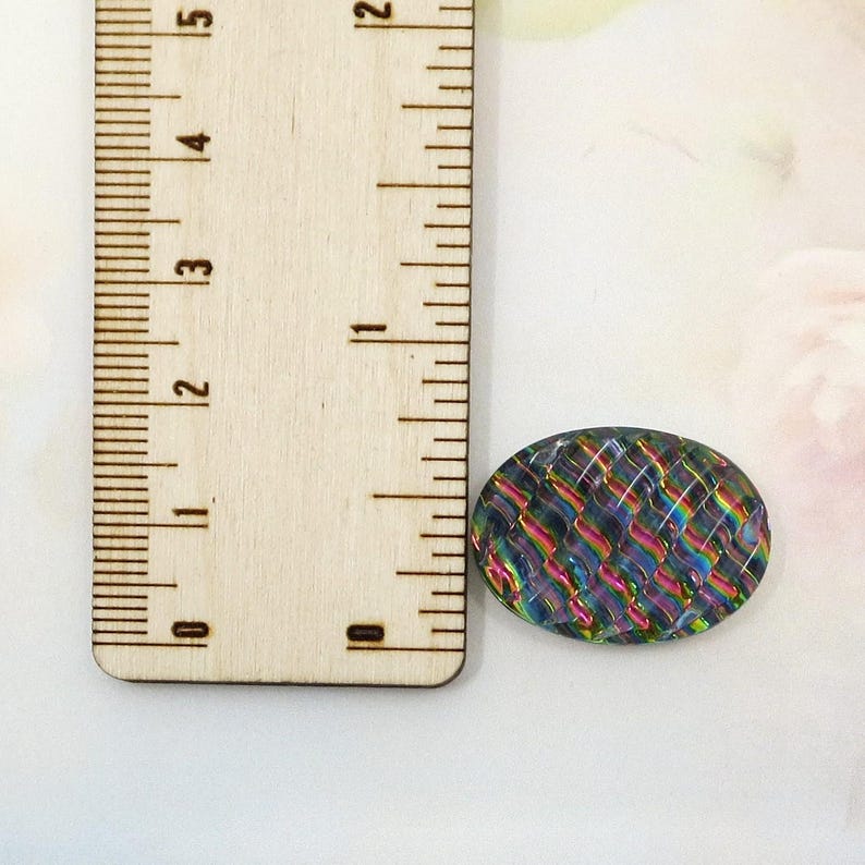 Vintage Glass Cabochon, Dark Rainbow, Wavy Ridges, 25x18mm, 1 Piece - Etsy