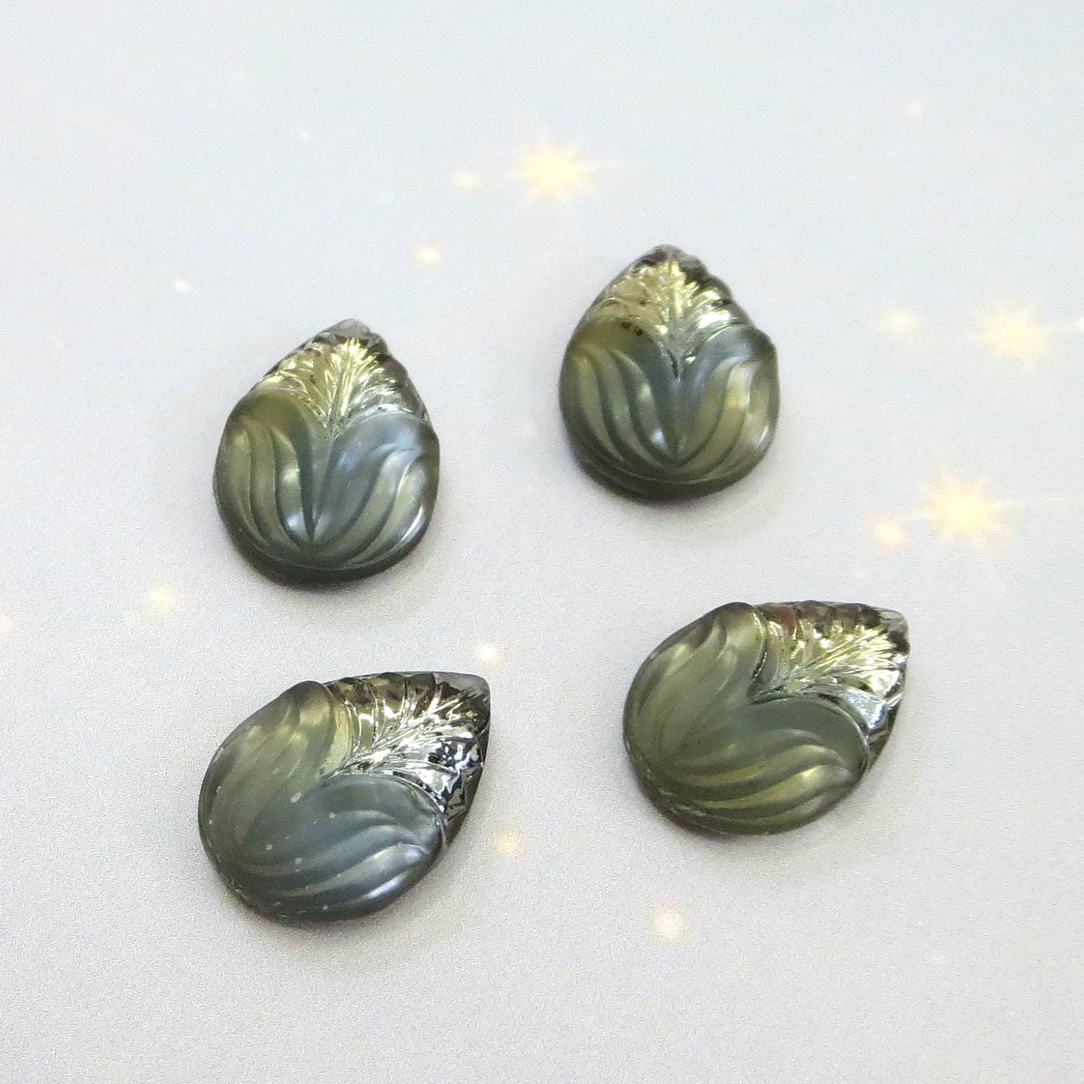 Vintage Glass Slate Blue Gray Givre Teardrops, 18x13mm Pear Shape, RARE ...