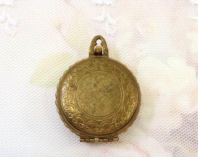 Vintage 4 Way Locket, Round Brass Locket, Naturally Aged Patina ...