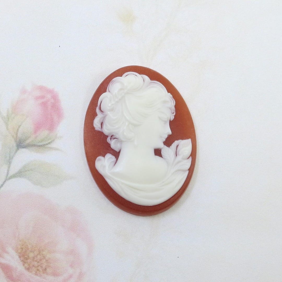 Vintage Carnelian Ivory Cameo, Vintage Resin Cameo, Lady Cameo, 40x30mm ...