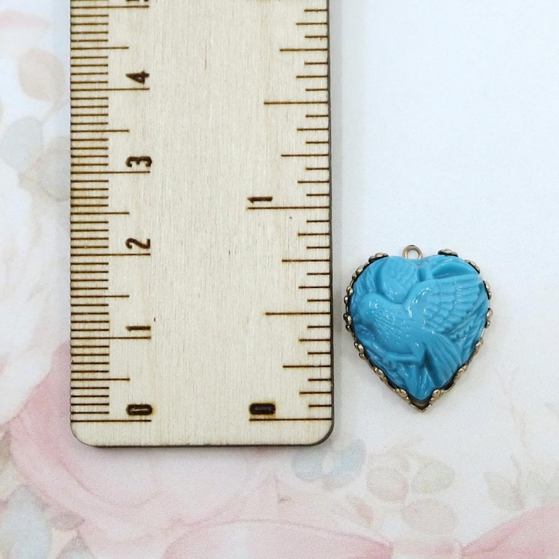 Vintage German Glass Heart Pendant, Blue Bird, 20mm, 1 Piece - Etsy