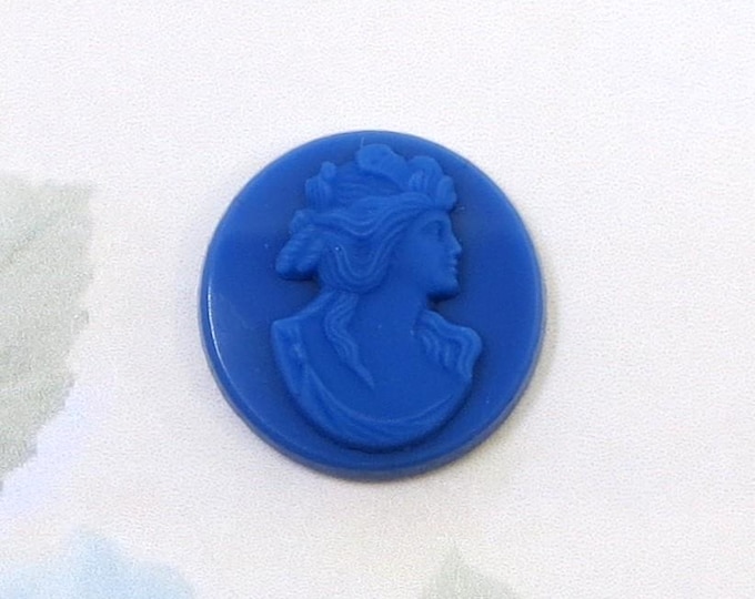 Vintage West German Glass Cameo, Vintage 1950s, Blue Lady Cameo, 20mm ...